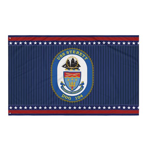 Patriotic Uss Sterett Ddg 104 Ships Crest Wall Flag