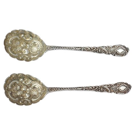 Pair Of Victorian Silver Berry Spoons For Sale At 1stdibs