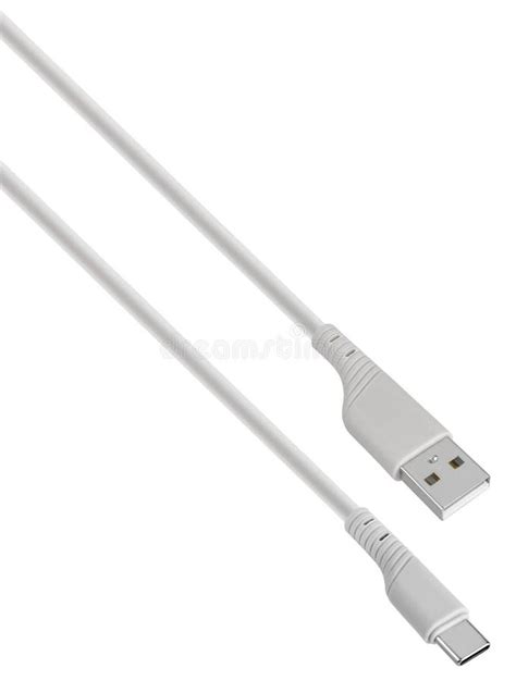 Cable With Usb And Type C Connector Insulated On White Background