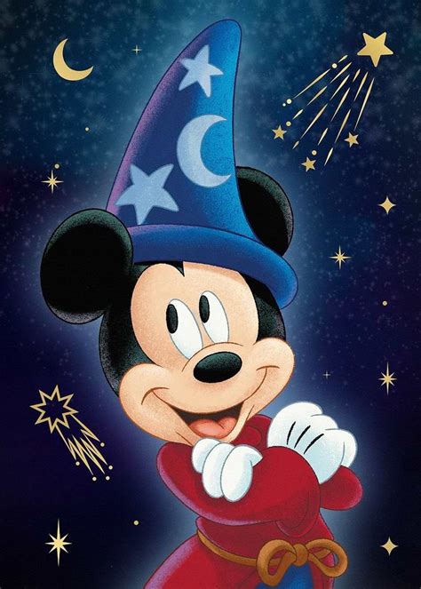 Sorcerer Mickey With The Moon And Stars Poster Picture Metal Print