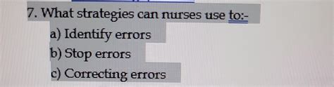 Solved 7 What Strategies Can Nurses Use To A Identify