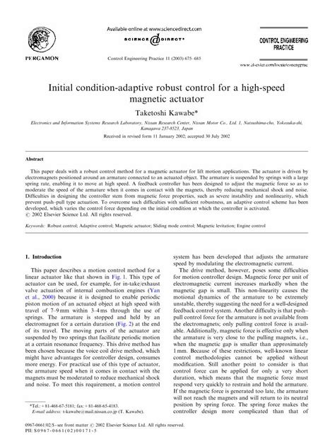 Pdf Initial Condition Adaptive Robust Control For A High Speed Magnetic Actuator Dokumen Tips