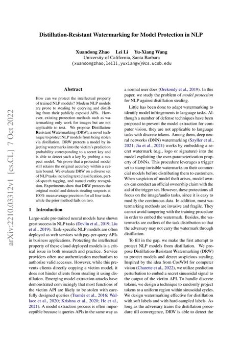 Distillation Resistant Watermarking For Model Protection In Nlp Deepai