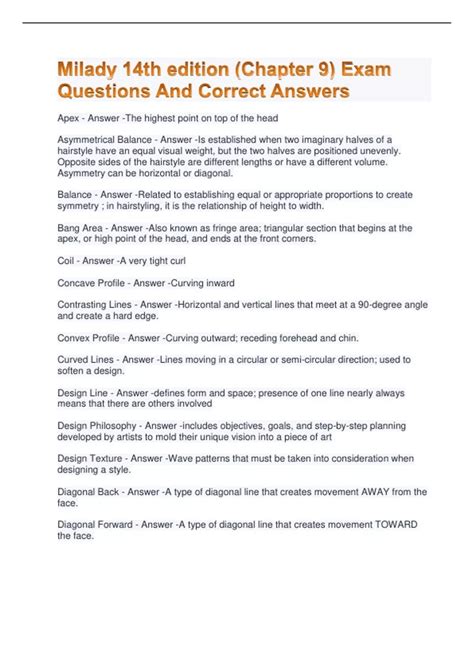 milady 14th edition chapter 11 haircutting exam questions and revised