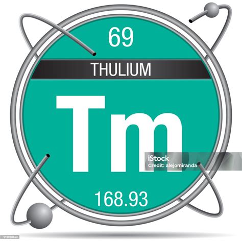 Simbolo Di Thulium Allinterno Di Un Anello Metallico Con Sfondo