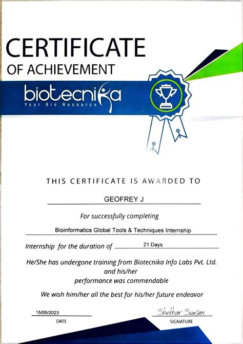 Geofrey John On Linkedin Bioinformaticsinternship Biotecnika Gratitude Internship Learning