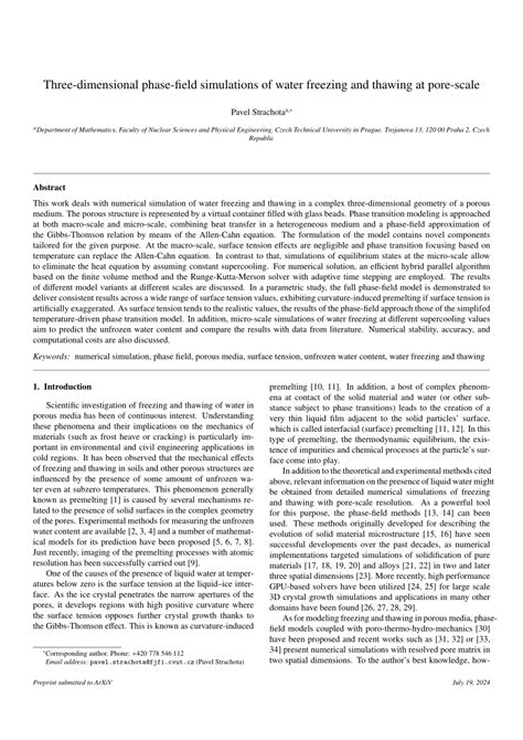 Pdf Three Dimensional Phase Field Simulations Of Water Freezing And