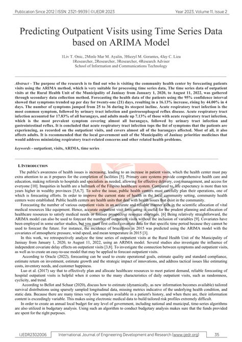 pdf predicting outpatient visits using time series data based on