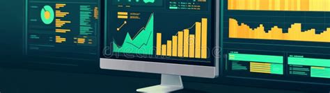 Modern Data Visualization With Graphs And Charts On Computer Screen Showcasing Analytics And