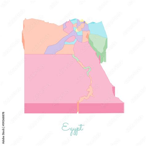 Egypt Region Map Colorful Isometric Top View Detailed Map Of Egypt Regions Vector