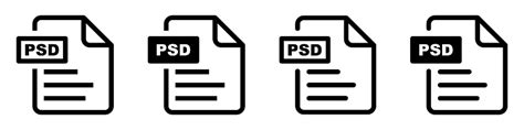 Psd 파일 형식 아이콘setpsd 파일 다운로드 기호 텍스트 이미지 벡터 이미지 비디오 대화형 양식의 파일 형식입니다  파일 형식에 대한 스톡 벡터 아트 및 기타