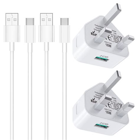 2 Pack Samsung Phone Fast Charger Plug And Cable USB To C Charger Cable Fast Charge And Plug 18W