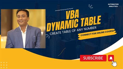 Excel Vba Automation How To Create Table Using For Loop Automation