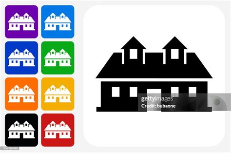 Building Icon Square Button Set High Res Vector Graphic Getty Images
