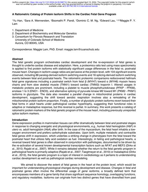 Pdf A Ratiometric Catalog Of Protein Isoform Shifts In The Cardiac