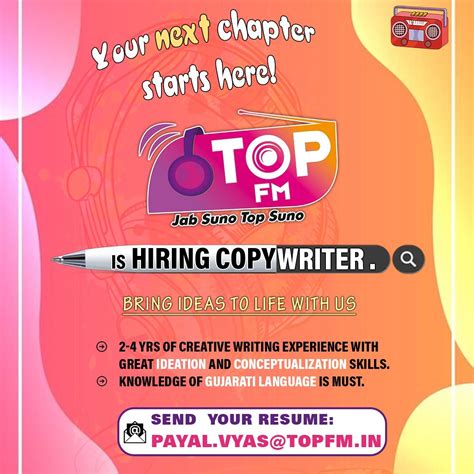 Payal Vyas On Linkedin Hello Connections Top Fm Is Hiring Creative Minds Please Reach Out