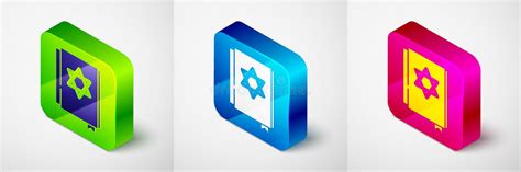 Isometric Jewish Torah Book Icon Isolated On Grey Background