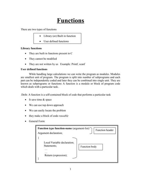 User Defined Functions In C Pptx