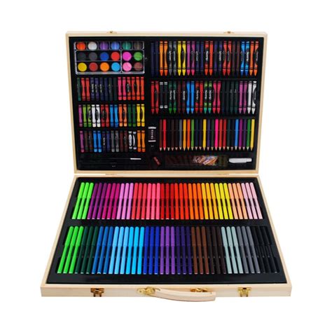 Комплект за рисуване и оцветяване в дървен куфар 251 елемента Emag Bg
