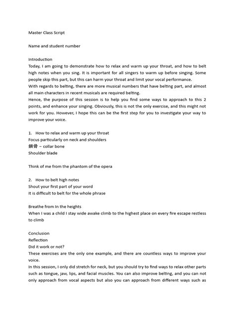 Master Class Script Pdf