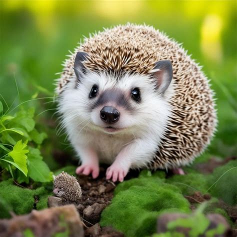 Premium Ai Image Hedge Hog With A Cute Face On A Natural Background