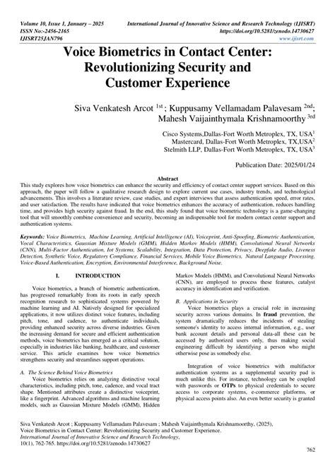 Pdf Voice Biometrics In Contact Center Revolutionizing Security And Customer Experience