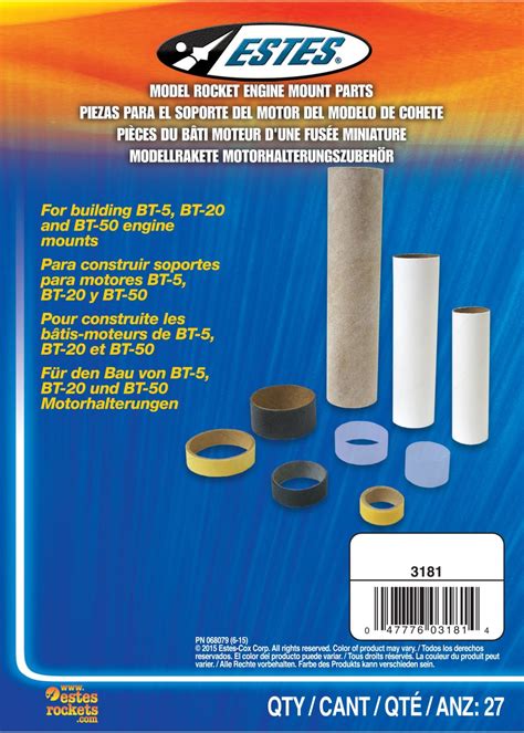 Model Rocket Engine Mount Parts 3181 Hub Hobby