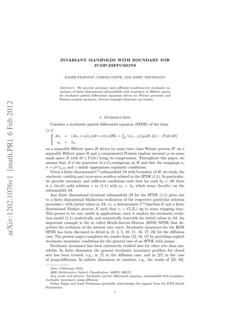 pdf invariant manifolds with boundary for jump diffusions