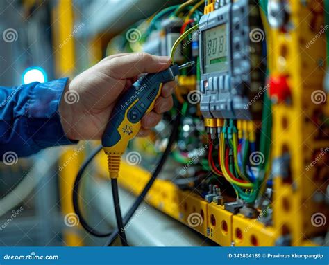 Electrician Measurements With Multimeter Testing Current Electric In