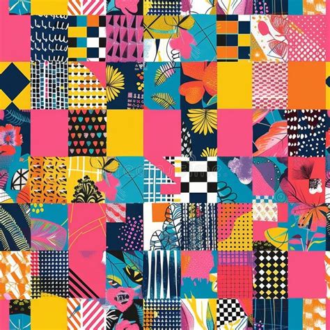 vibrant patchwork of abstract patterns and textures stock image image of bold shapes 320322117