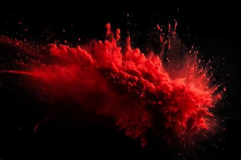 Premium Photo Red Dust Particles Explosioon On Black Backgroundred Powder Splash