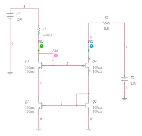 Wilson Current Mirror Multisim Live