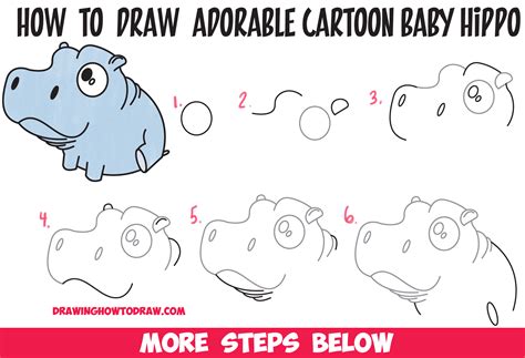 Hippopotamus Drawing Step By Step