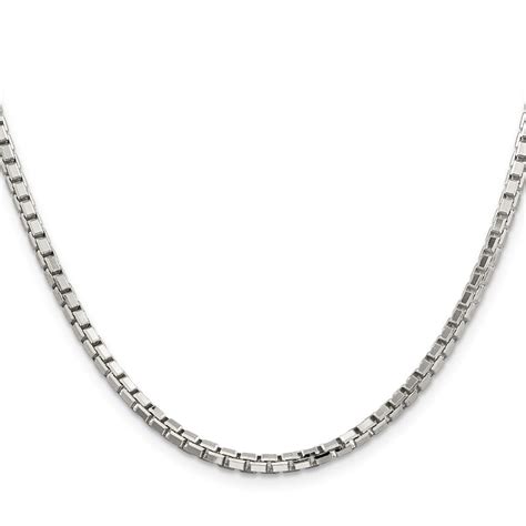 Diamond2deal 925 Sterling Silver 29mm 8 Sided Diamond Cut Box Chain