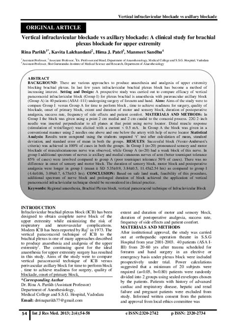 Pdf Vertical Infraclavicular Blockade Vs Axillary Blockade A