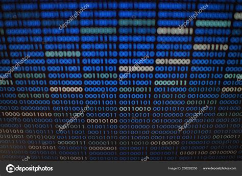 Blue Binary Code Blocks Binary Data Blockchain Concept Blue Background