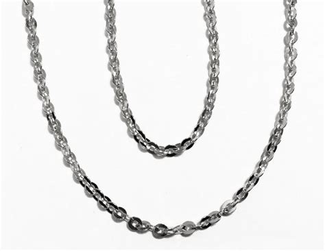 10k Solid White Gold Diamond Cut Cable Chain Up To 24inch1mm15mm