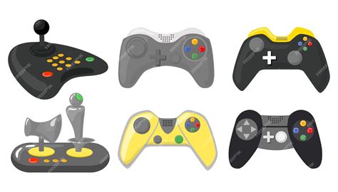 Premium Vector Set Of Joysticks Gamepads In Cartoon Style Vector Illustration Of Various