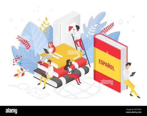 Online Spanish Language Courses Isometric 3d Vector Illustration