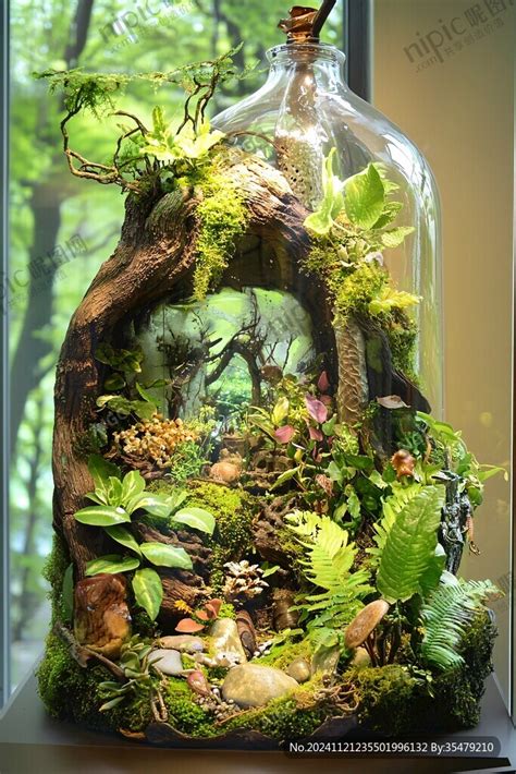 Ai创作图森系造景 森林高端美陈 橱窗园林造景 森林美陈 奇异植物室 植物森林装置 梦幻森系设计 森系展示区 生态缸装饰 森林主题剪纸橱窗