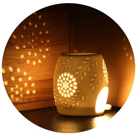Buy Ecooe Aroma Lamp Oil Diffuser Ceramic Aroma Diffuser Lamp With Candle Holder White Oil