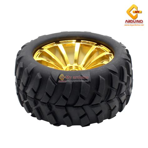ล้อยางวิบาก Smart Car 72mm สีทอง ข้อต่อหกเหลี่ยม ขาย Arduino อุปกรณ์ Arduino คุณภาพดี ราคาถูก
