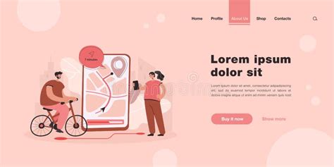 Tiny People Using Mobile App For Navigation In City Stock Vector Illustration Of Address City