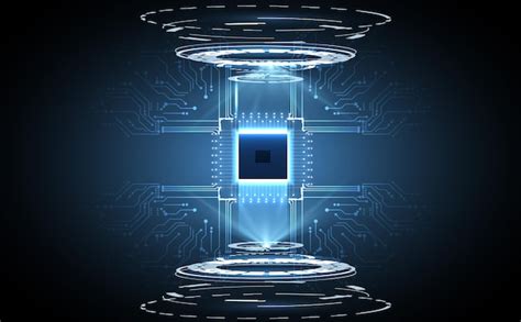 Premium Vector Futuristic Microchip Processor With Lights On The Blue Background Quantum