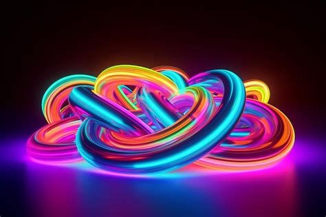 Premium Ai Image 3d Abstract Background With Neon Light