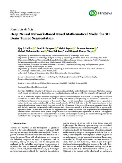 Pdf Deep Neural Network Based Novel Mathematical Model For 3d Brain
