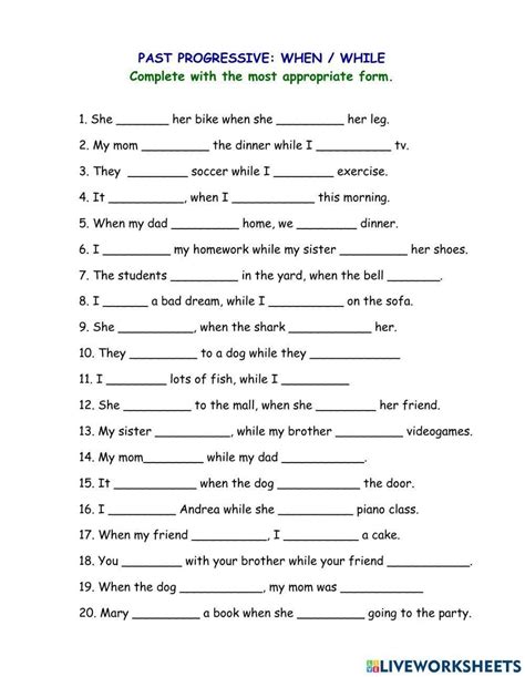 Best 13 Past Progressive Simple Past Worksheet Artofit