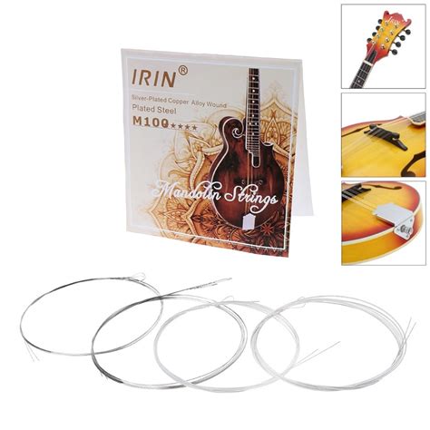 8pcsset M100 Mandolin String Steel Silver Plated Grandado 8pcsset M100 Mandolin String Steel Silver Plated Grandado