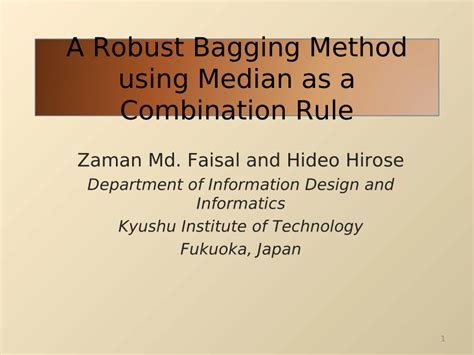 pdf a robust bagging method using median as a combination rule