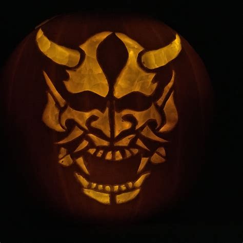 Japanese Oni Pumpkin Pumpkin Carving Halloween Pumpkin Carving Stencils Japanese Pumpkin Carving